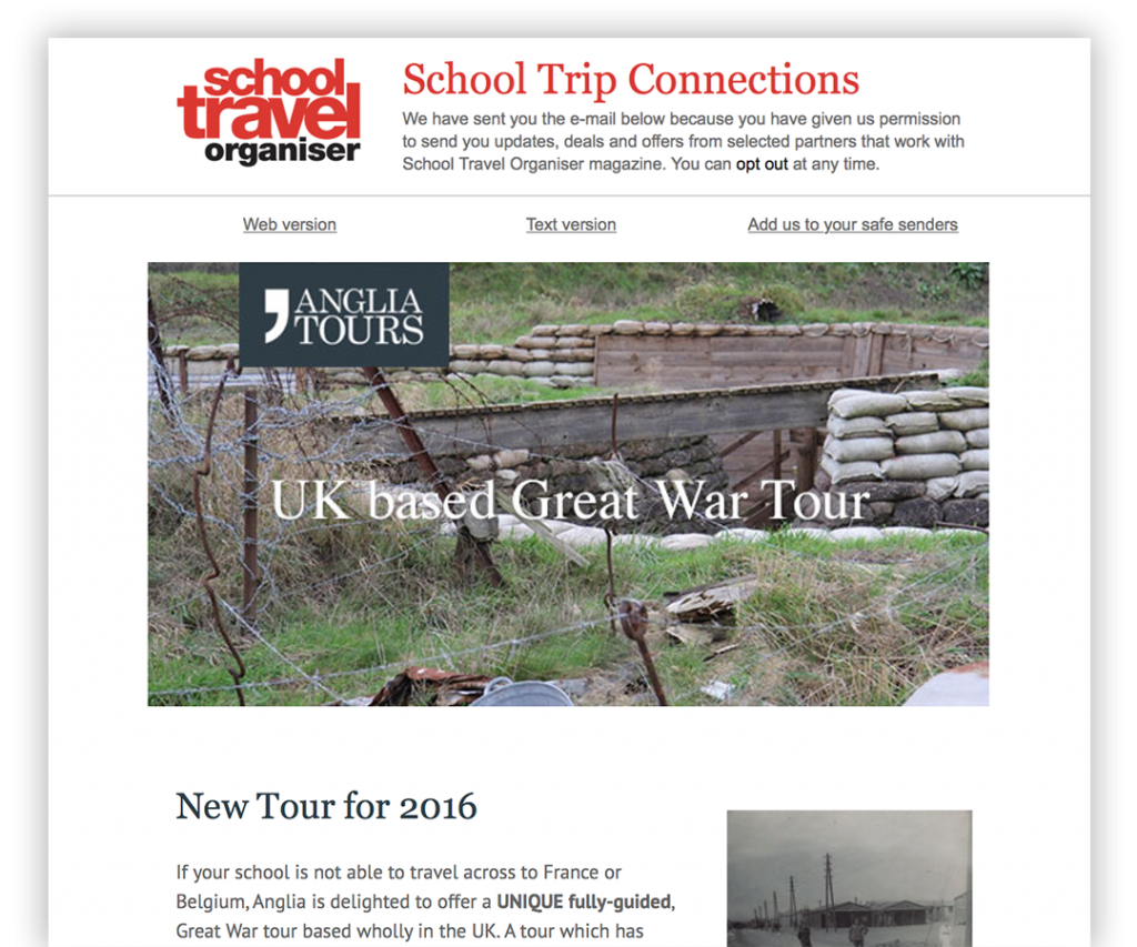 Email Broadcasting - School Travel Organiser online media pack